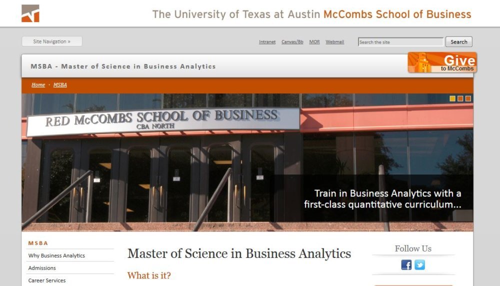 University of Texas, MS Business Analytics - Predictive Analytics Today University of Texas, MS Business Analytics - Predictive Analytics Today