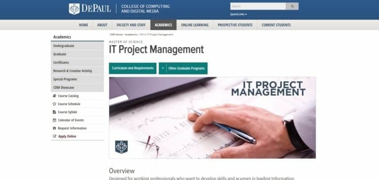 DePaul University, Master of Science in IT Project Management in 2022 ... DePaul University, Master of Science in IT Project Management in 2022 ...